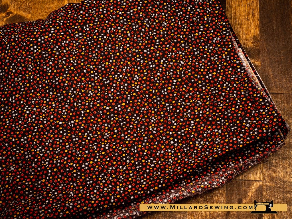 Remnant (Cotton) Black Fabric with Red & White Stars Fabric (2yds ...