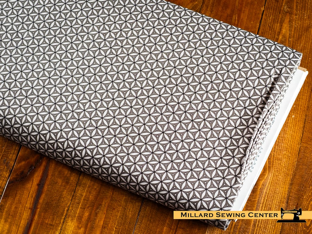 Cotton Fabric, 44″/45″ Wide Moonlit Walk in Geo Pattern Grey by Maywood ...