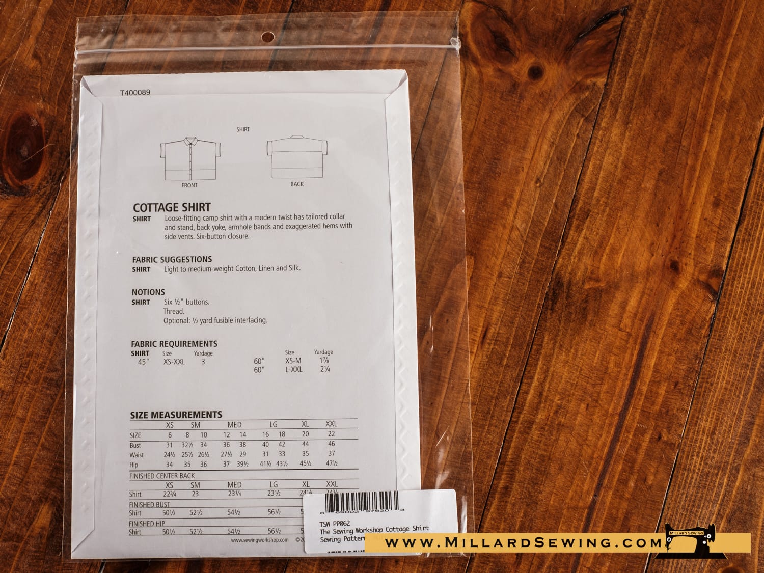 Shirt Pattern PP062, Cottage Shirt by The Sewing Workshop – Millard ...